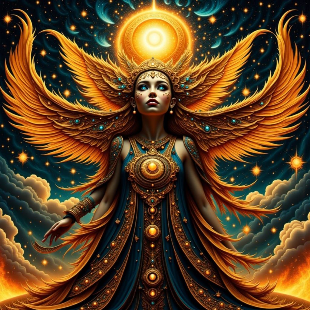 Inanna @Inanna_Ishtar - Surreal Celestial Warrior in Golden ...