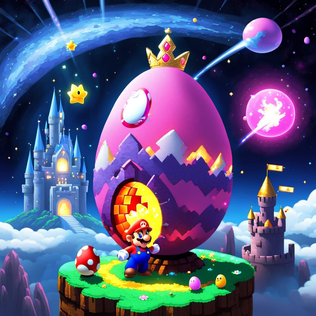 Super Mario entering the egg portal