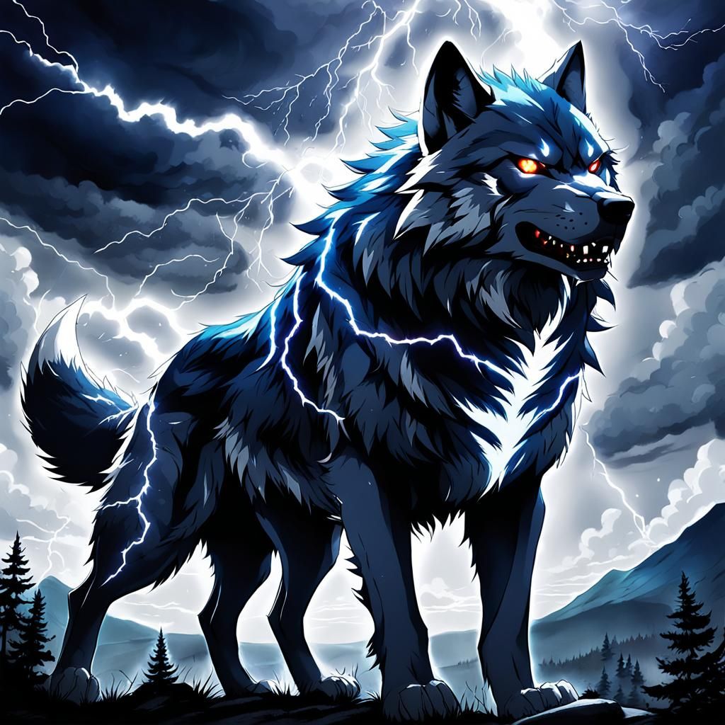 3. Storm Wolf: A giant wolf with dark gray fur and glowing eyes that ...