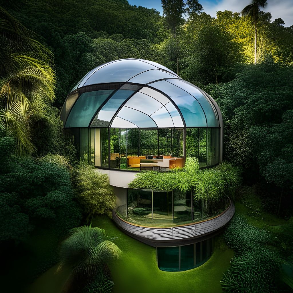 /imagine a striking visual of a contemporary dome-shaped residence ...