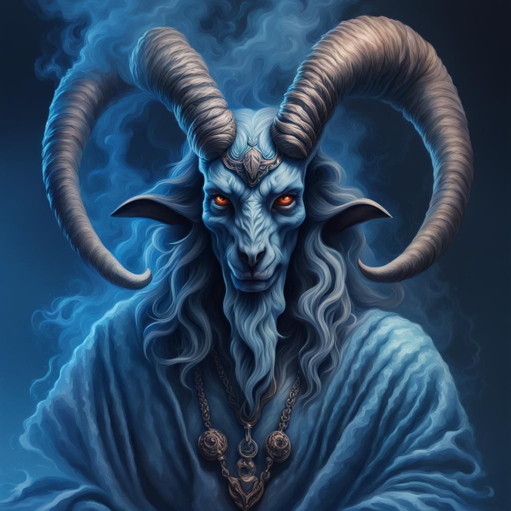 Baphomet in blue robes - AI Generated Artwork - NightCafe Creator