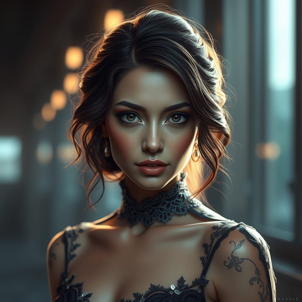 Seductive Female Figure in Hyper-Realistic Futuris... - AI Art