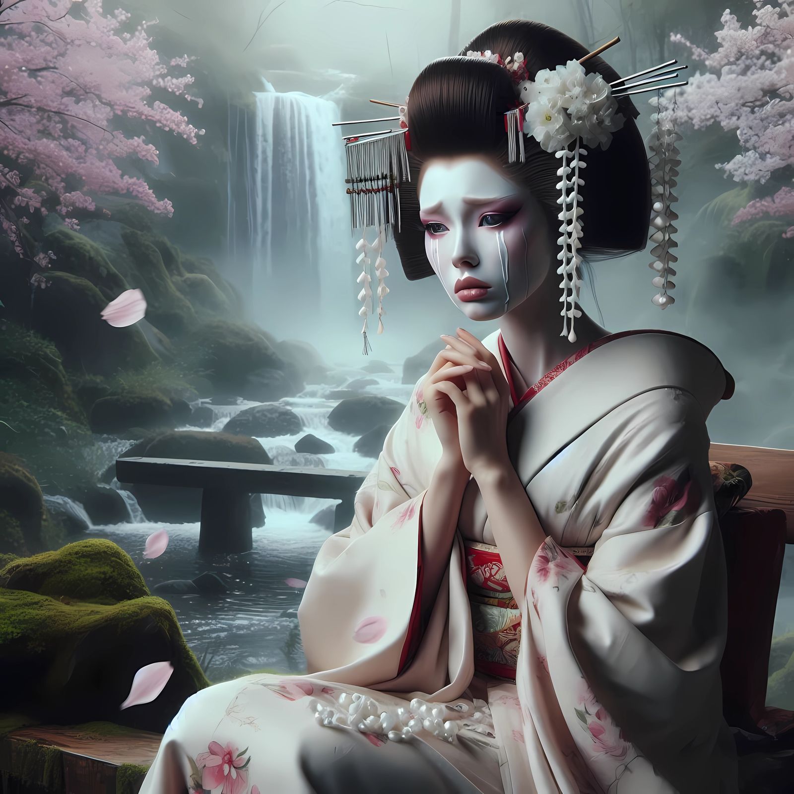 Tearful Geisha - AI Generated Artwork - NightCafe Creator