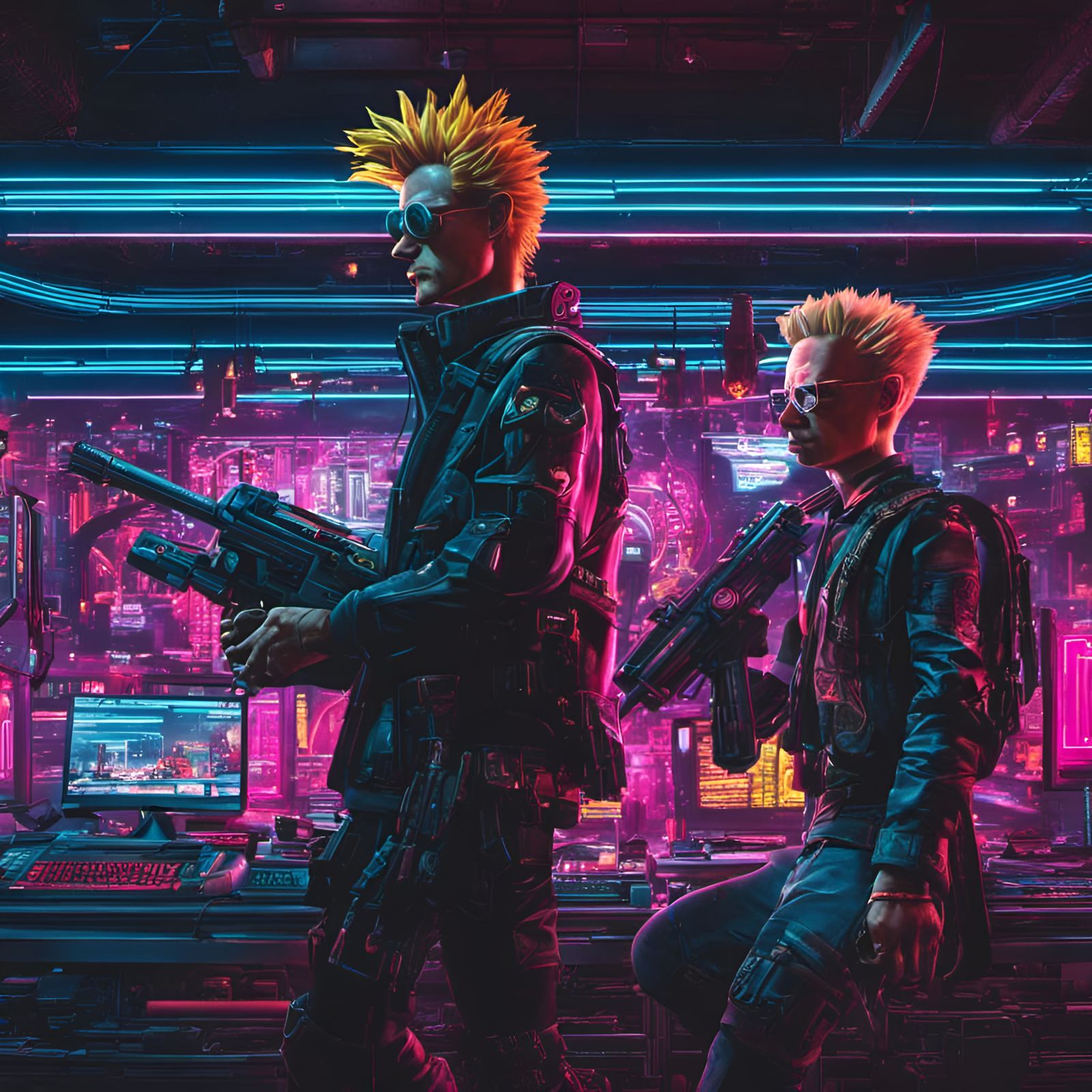 Cyberpunk Beavis and Butthead, - AI Generated Artwork - NightCafe Creator