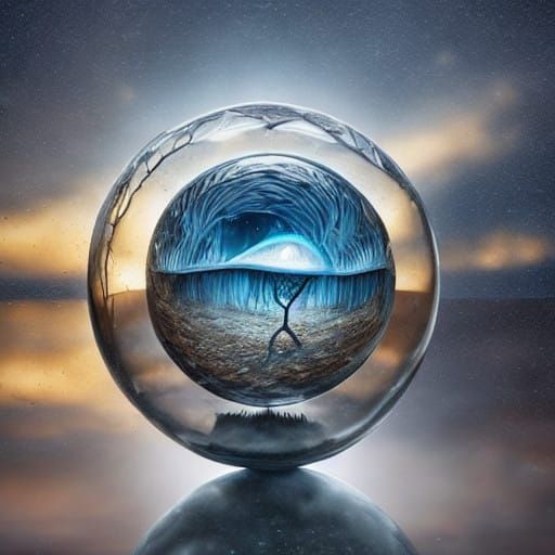 Glowing Orb with Miniature Earth, Captured in Stun... - AI Art