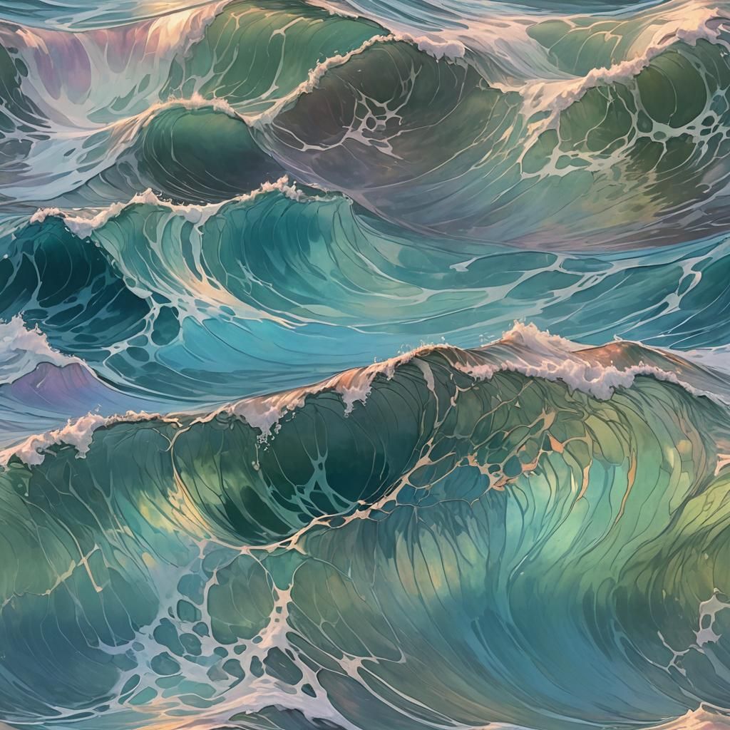 Iridescent ocean waves - AI Generated Artwork - NightCafe Creator