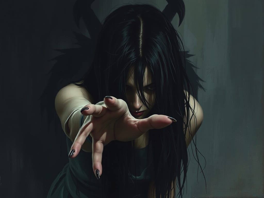 Desperate Woman Tormented by Dark Forces - AI Art