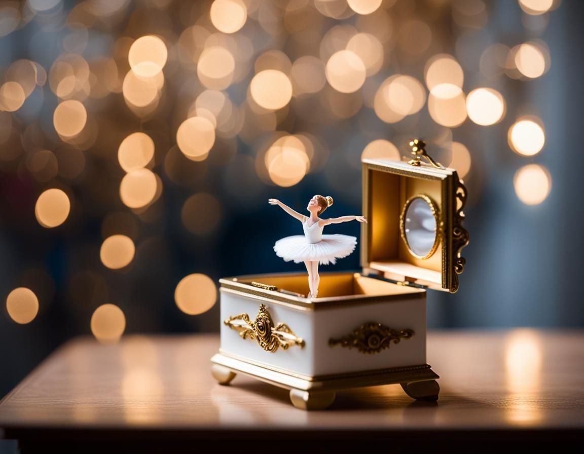 White music box with a very little ballerina. - AI Generated Artwork ...