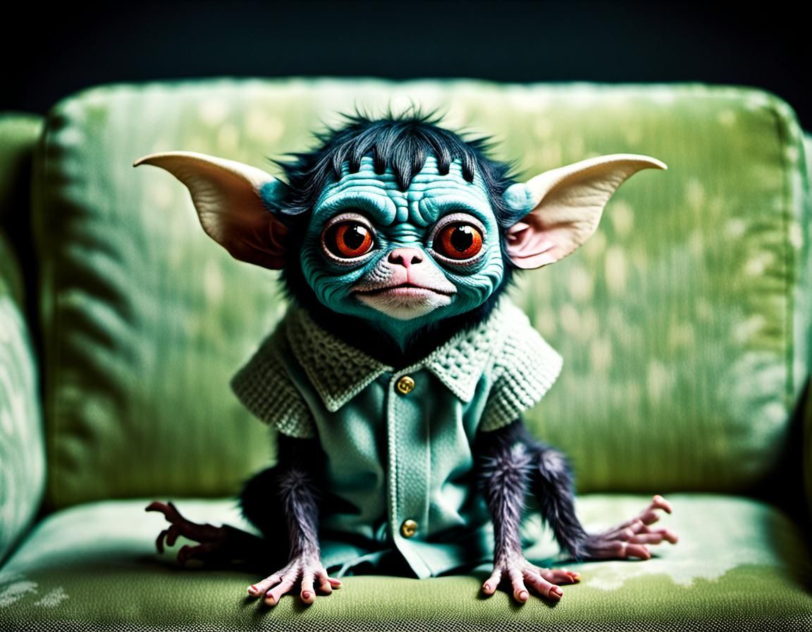 Gleeful Gremlin on the Sofa 21 - AI Generated Artwork - NightCafe Creator
