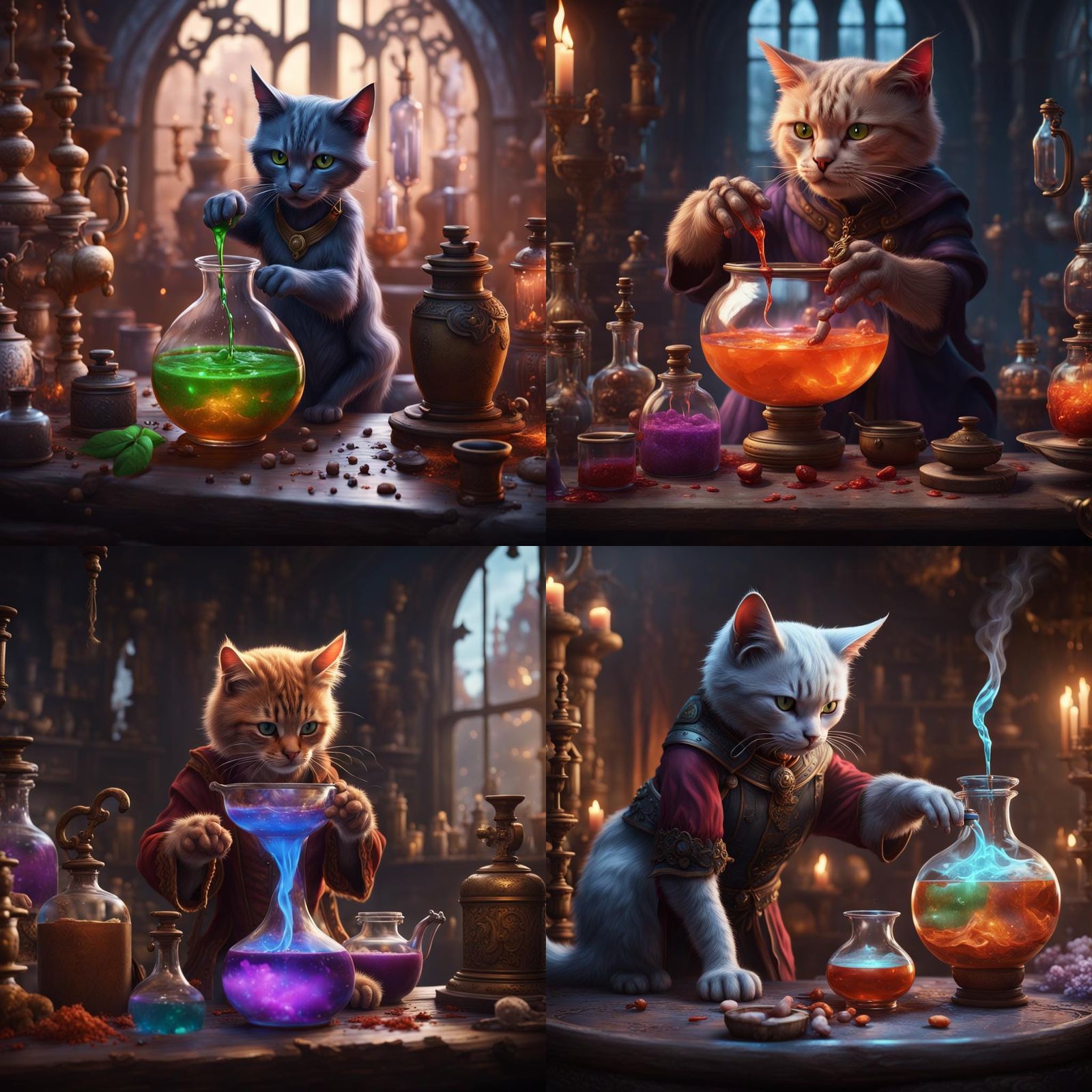 cats making potions - AI Generated Artwork - NightCafe Creator