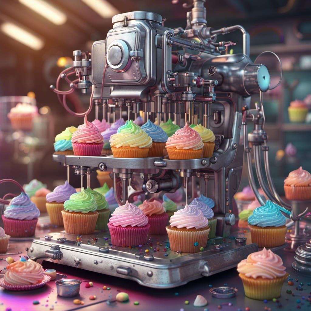 Cupcake Making Machine - AI Generated Artwork - NightCafe Creator