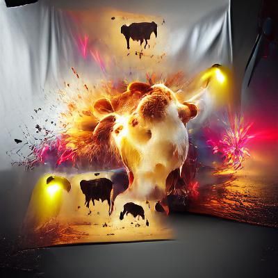 exploding cow poster - AI Generated Artwork - NightCafe Creator