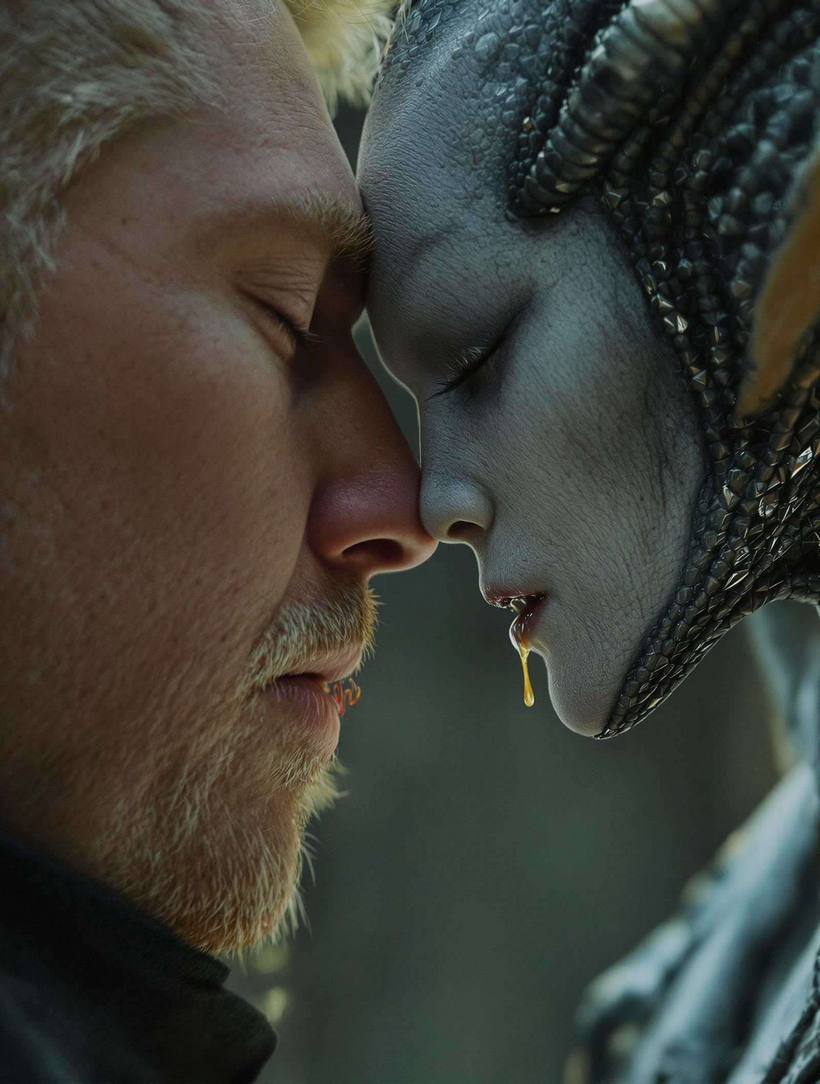 Human Male Smitten with Alien Female in Intimate P... - AI Art