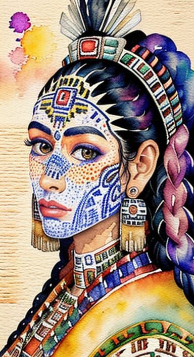 Symmetrical Aztec Lady with Perfect Proportions an... - AI Art