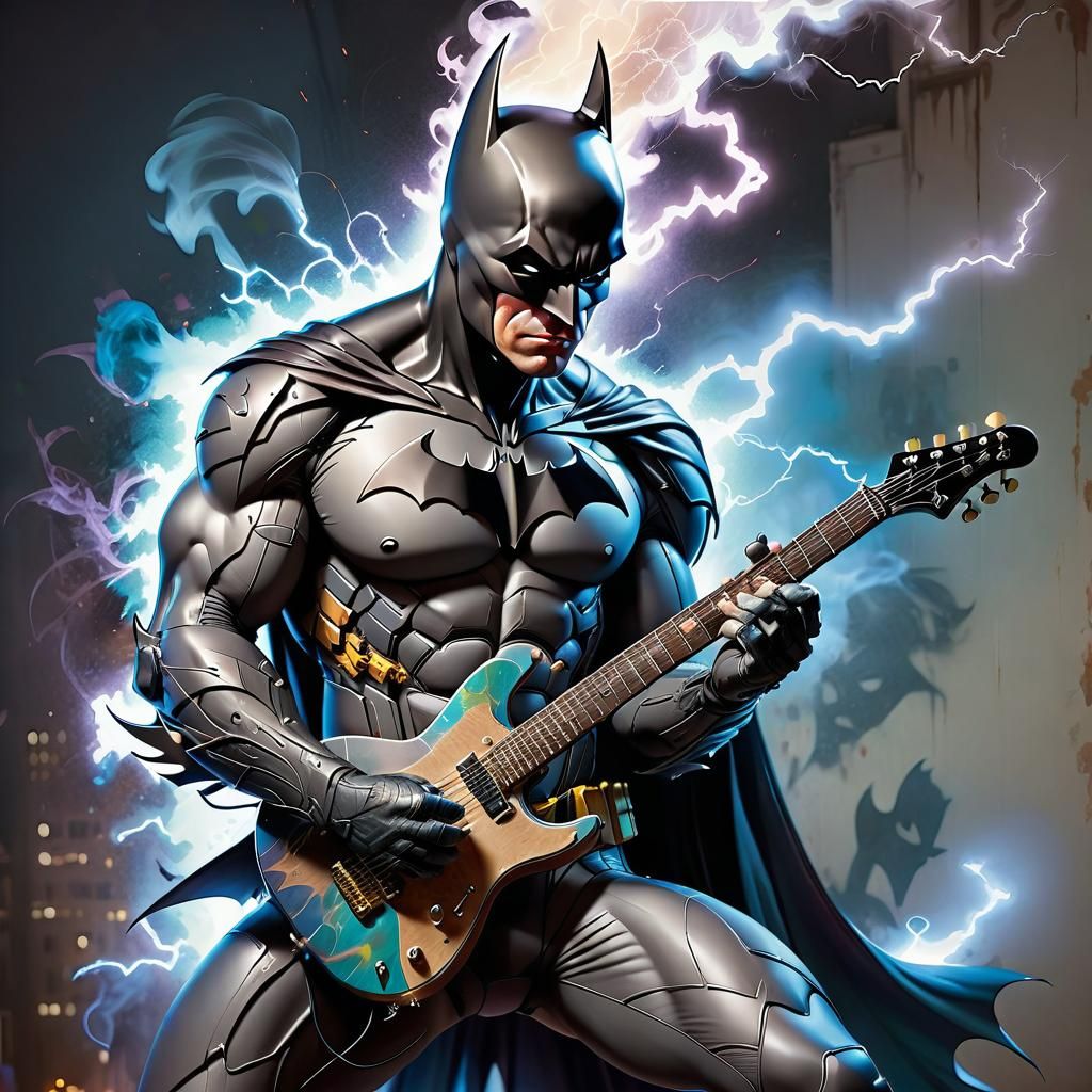 Batman Playing Electric Guitar - AI Generated Artwork - NightCafe Creator