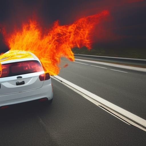 flaming car - AI Generated Artwork - NightCafe Creator
