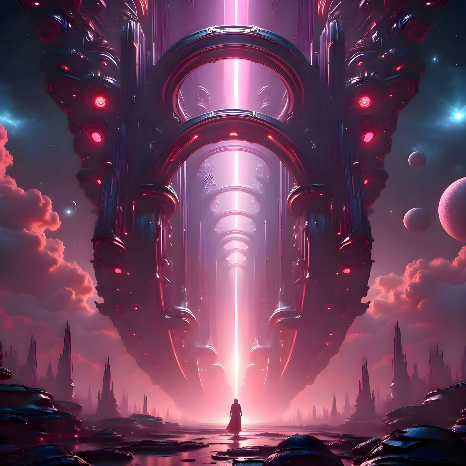 A beautiful masterpiece of a gorgeous gigantic intergalactic advanced futuristic technology ...