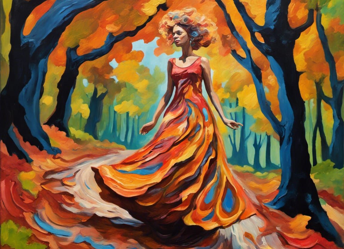 Fall dancing on the trail - AI Generated Artwork - NightCafe Creator