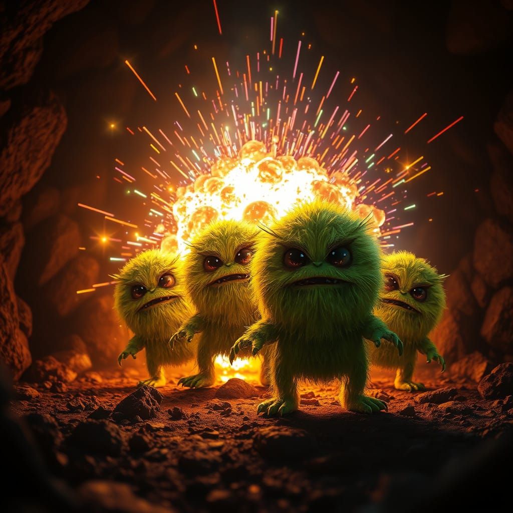 Whimsical Creepers Unleash Vibrant Explosion in Go... - AI Art