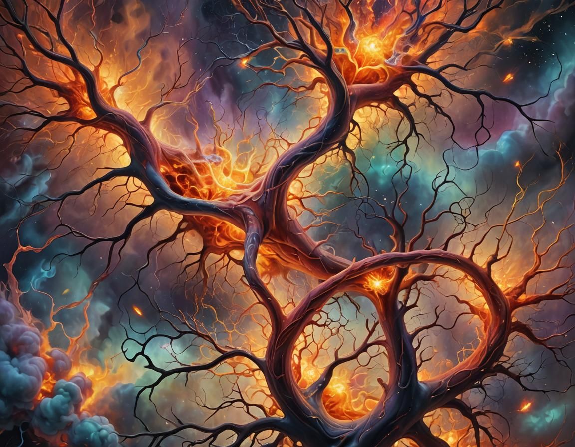 Ethereal Vortex of Brain Neurons in Surrealism - AI Art