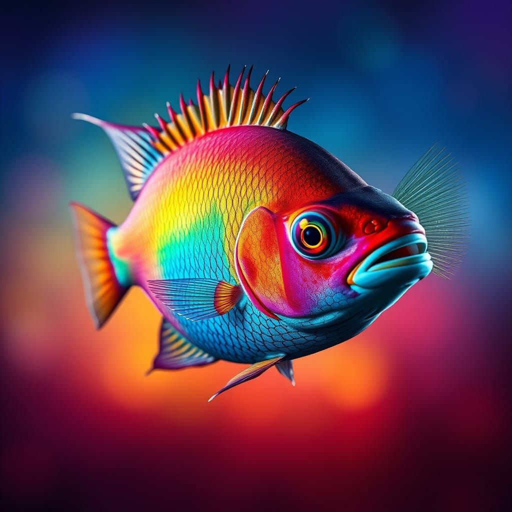 Rainbow fish - Hyperrealistic Rainbow Fish in Vibrant, High-...