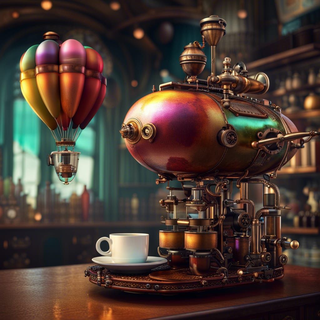 Airship coffee maker - AI Generated Artwork - NightCafe Creator
