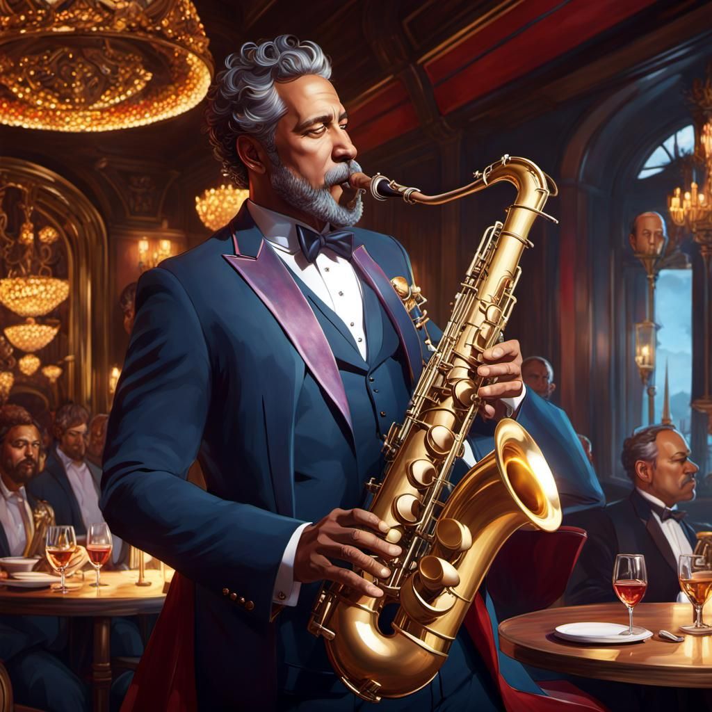 Sax player - AI Generated Artwork - NightCafe Creator
