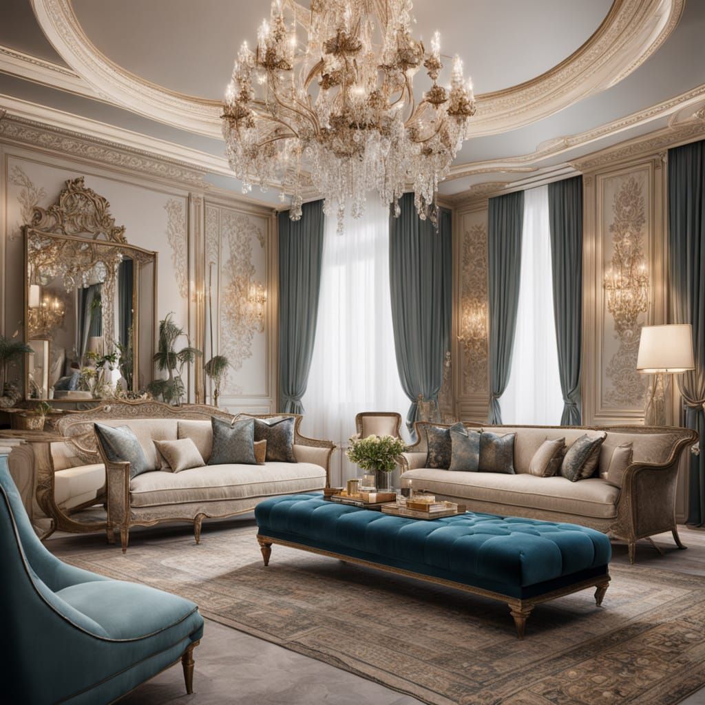 Luxurious Eclectic Dressing Room in Ivory Beige an... - AI Art