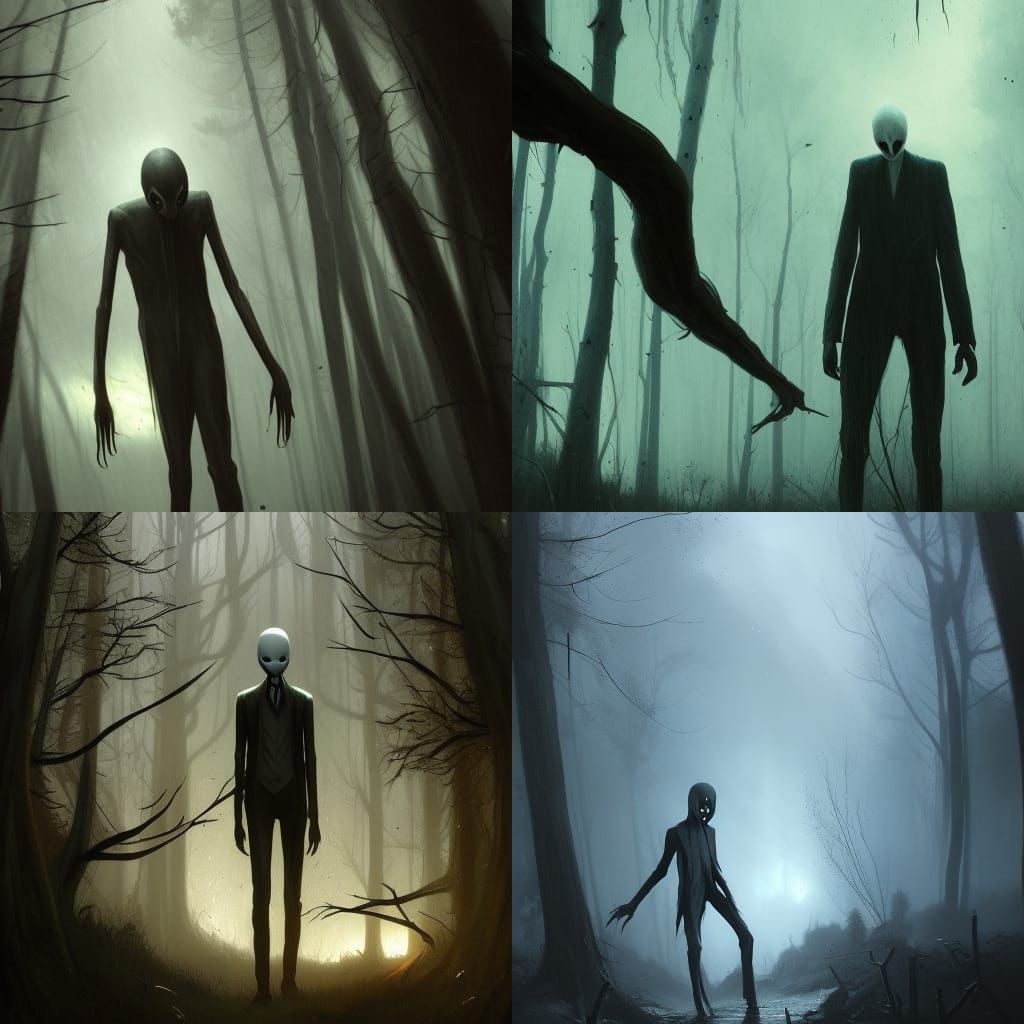 Terrifying Slenderman in Dark Fantasy Style - AI Art