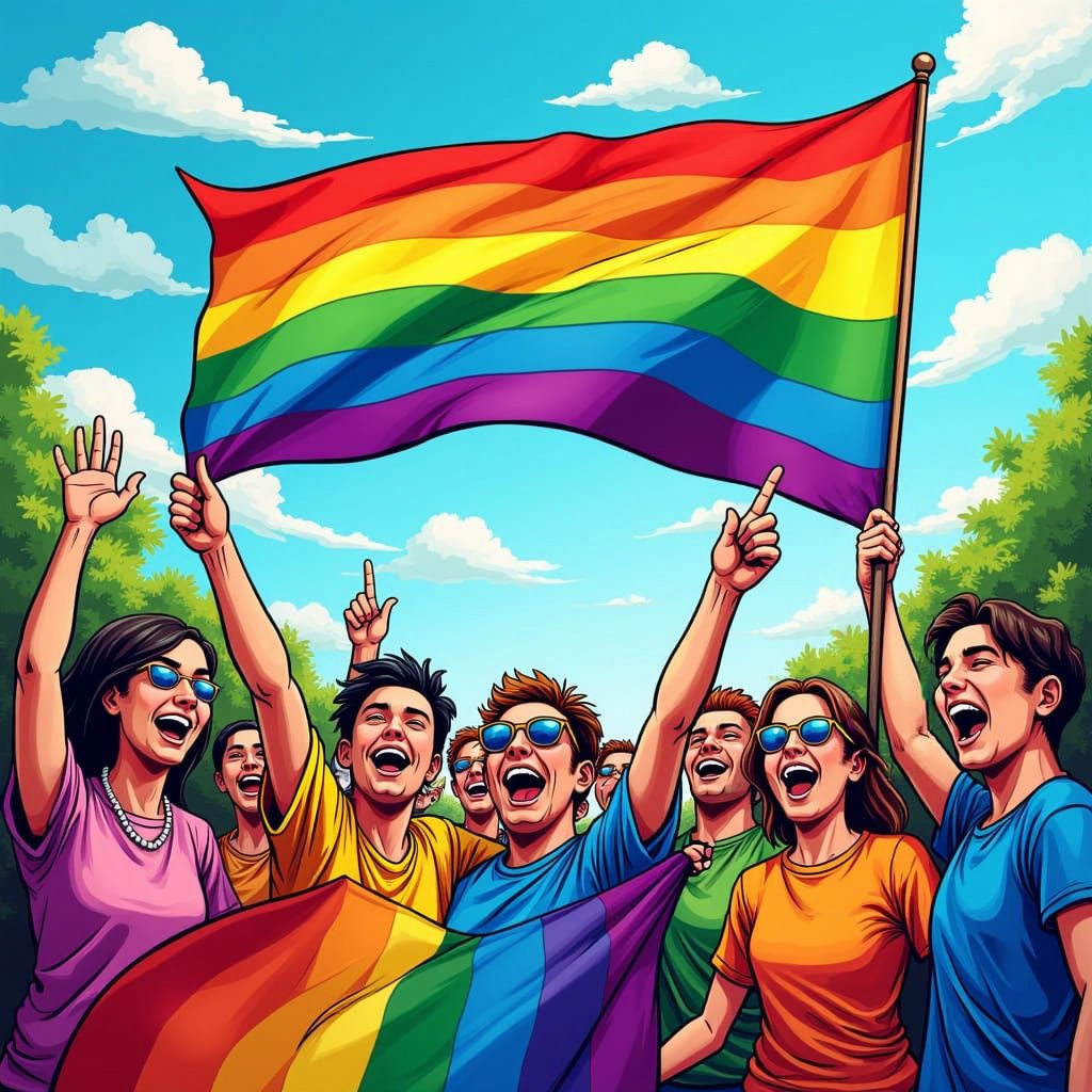 Pride Month - Equal Rights - Pride Month: Celebratory Flag a...