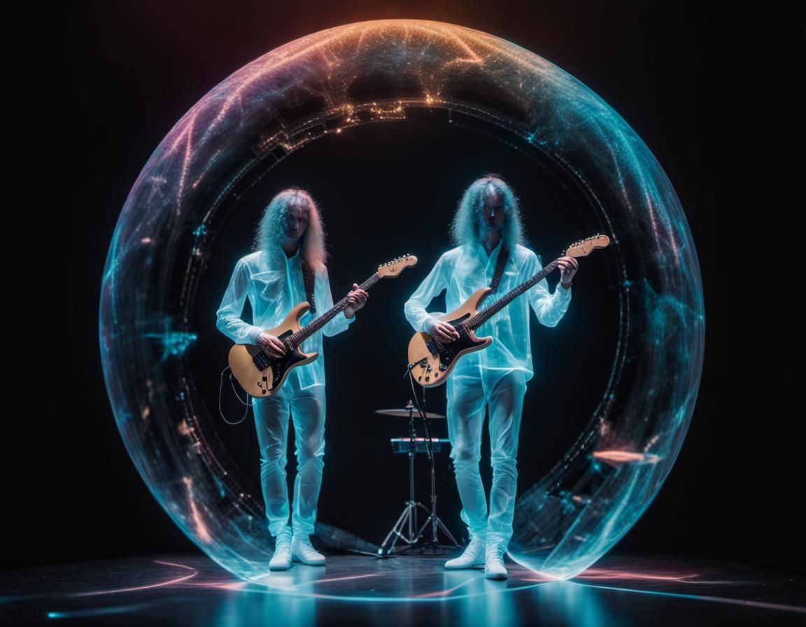 Futuristic show, translucent bioluminescent gossamer holographic ...