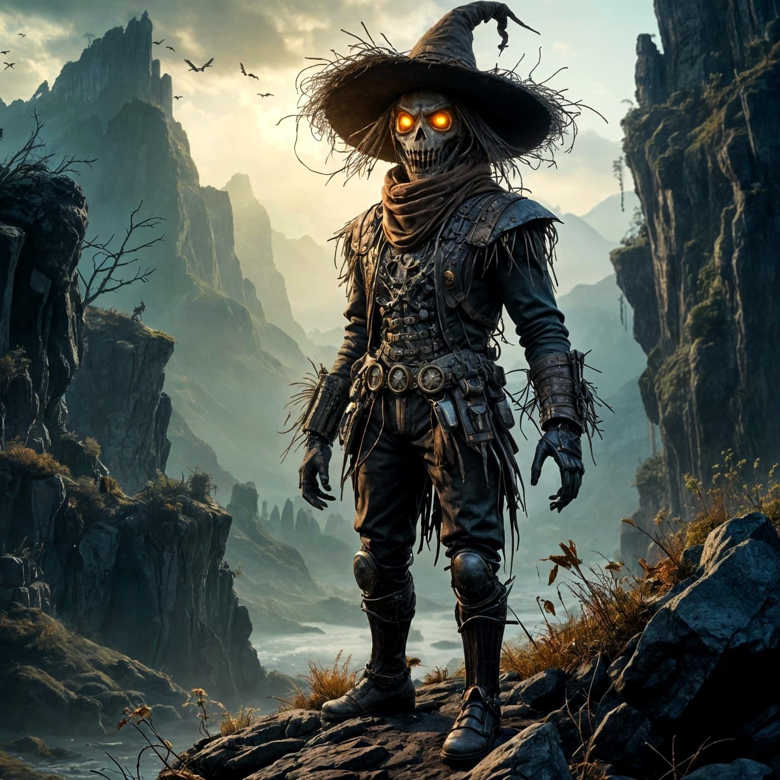 Steampunk Scarecrow Titan in Hyperrealistic Pose - AI Art