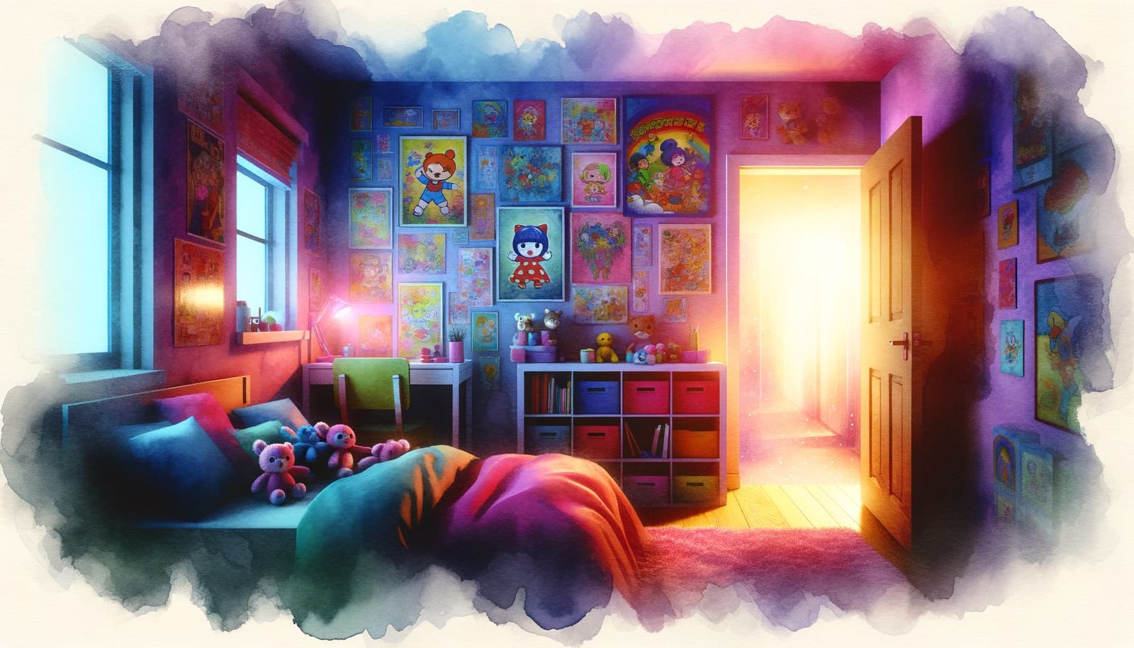 Liminal kids bedroom - Neon Kidcore Bedroom with Liminal Hal...