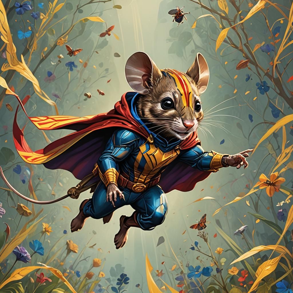 A valiant field mouse superhero. - AI Generated Artwork - NightCafe Creator