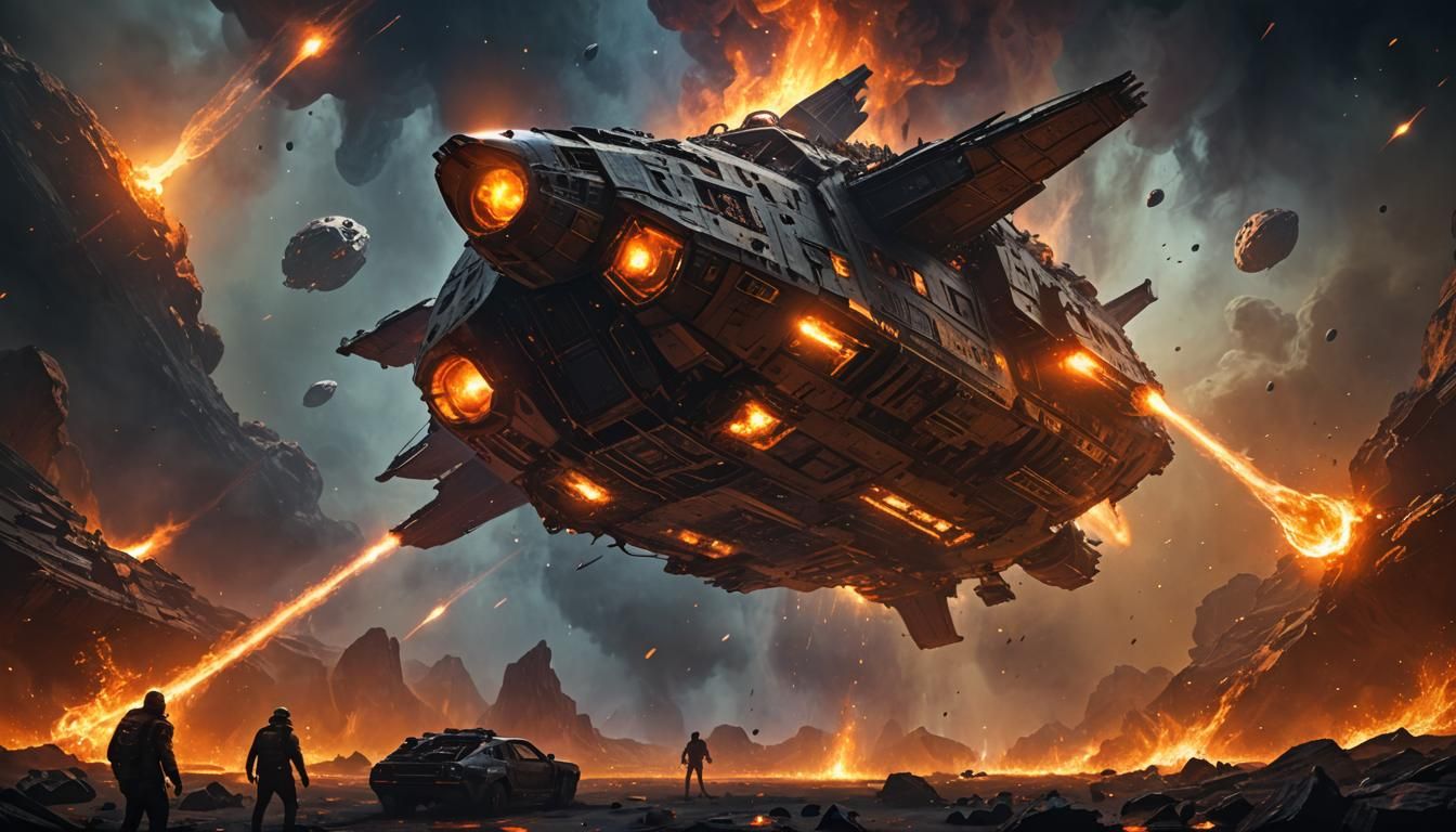 The sudden appearance of a massive Starship in flames surprised ...