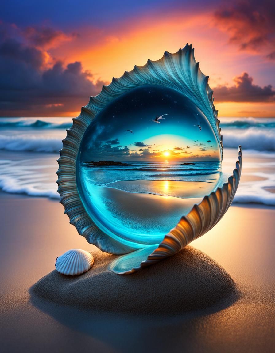 Beach inside a shell - AI Generated Artwork - NightCafe Creator