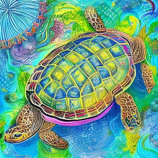 Pastel Painting Turtle - Pastel Painting Turtle