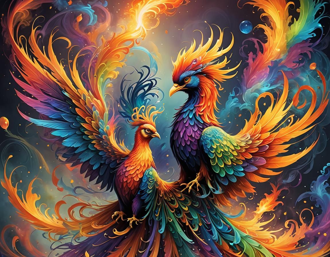 ((An_intricate_illustration of a_glorious_Phoenix_rising_out_of_divine ...