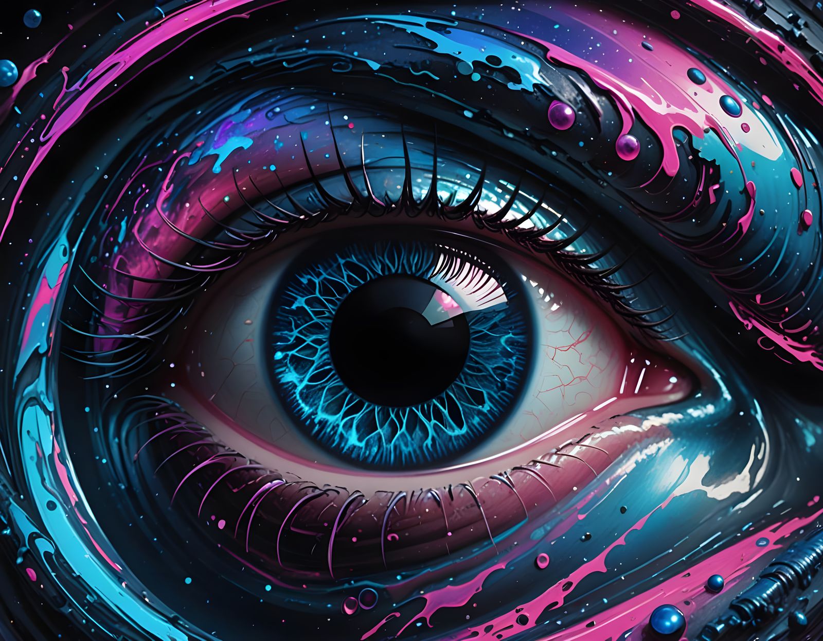 Cosmic Eye in Dark Cosmic Landscape - AI Art