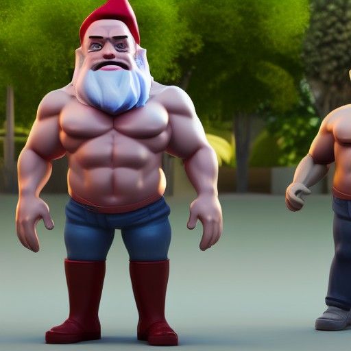 "Buff, Muscular Gnome Dzaddy" - AI Generated Artwork - NightCafe Creator