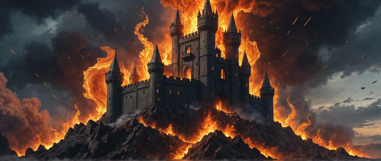 Castle on fire!! - AI Generated Artwork - NightCafe Creator