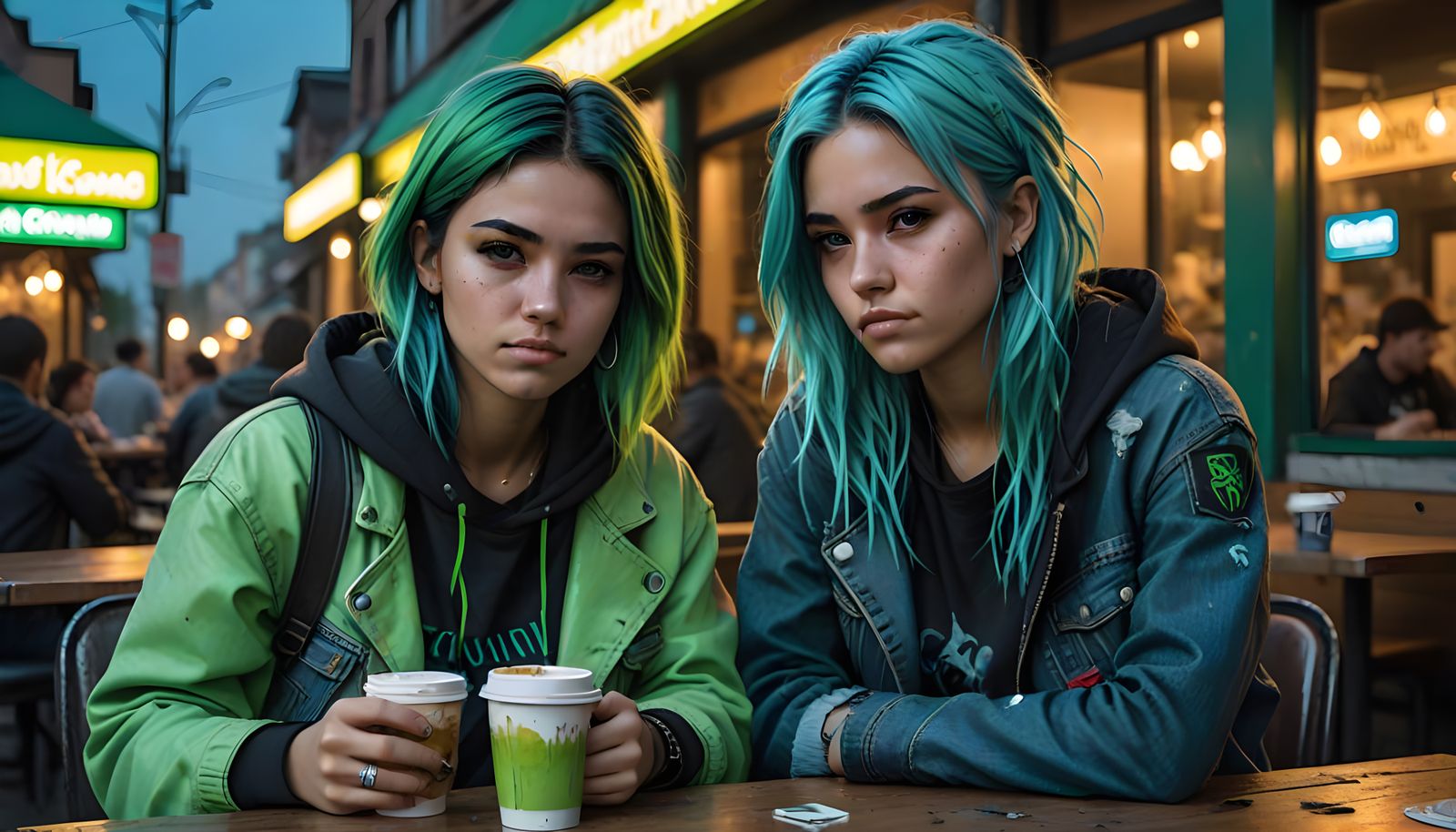 The Pied Piper and Lightning Raider grabbing coffee