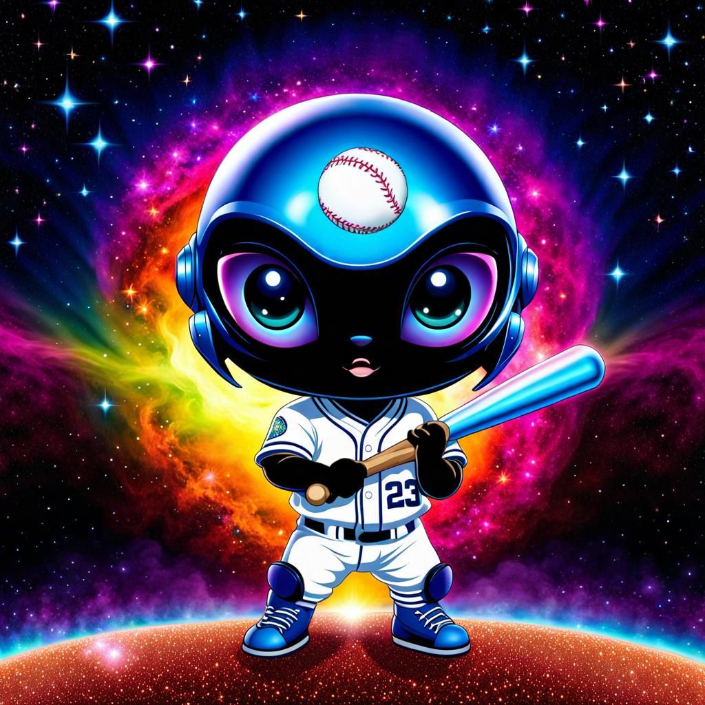 Cute Alien Creature Playing Intergalactic Baseball Game - AI Generated ...