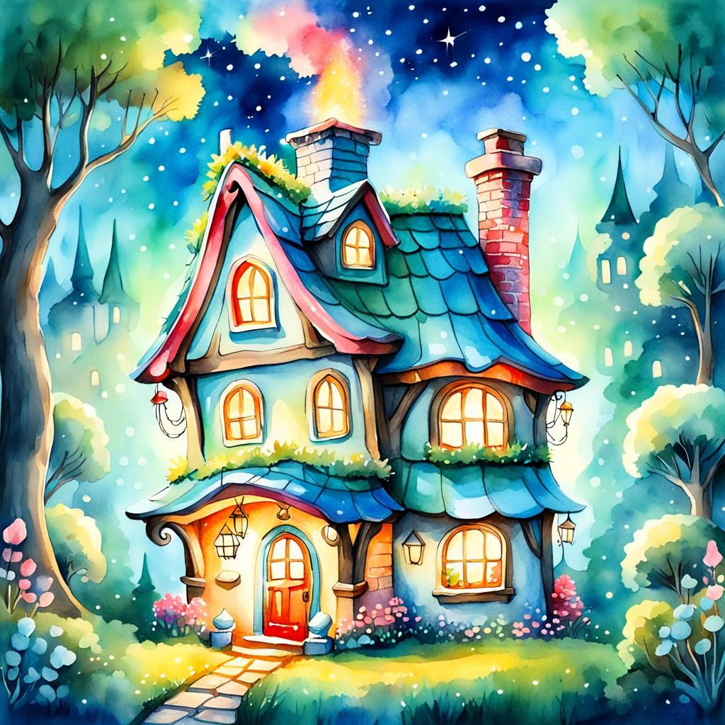 Fairy-Tale House Boot in Watercolor - AI Art