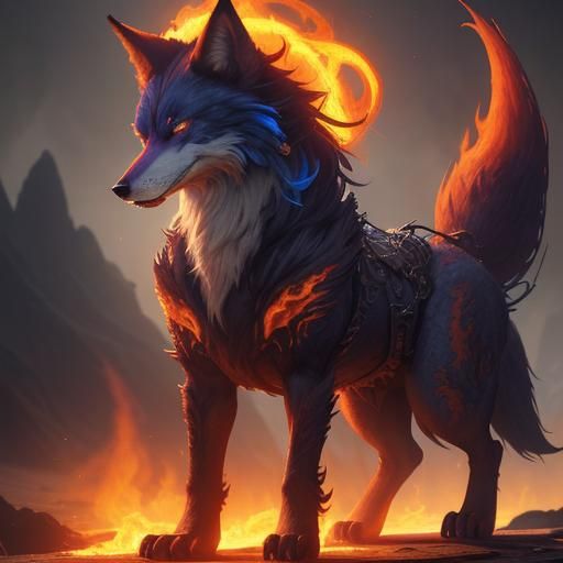 fantasy firewolf - AI Generated Artwork - NightCafe Creator
