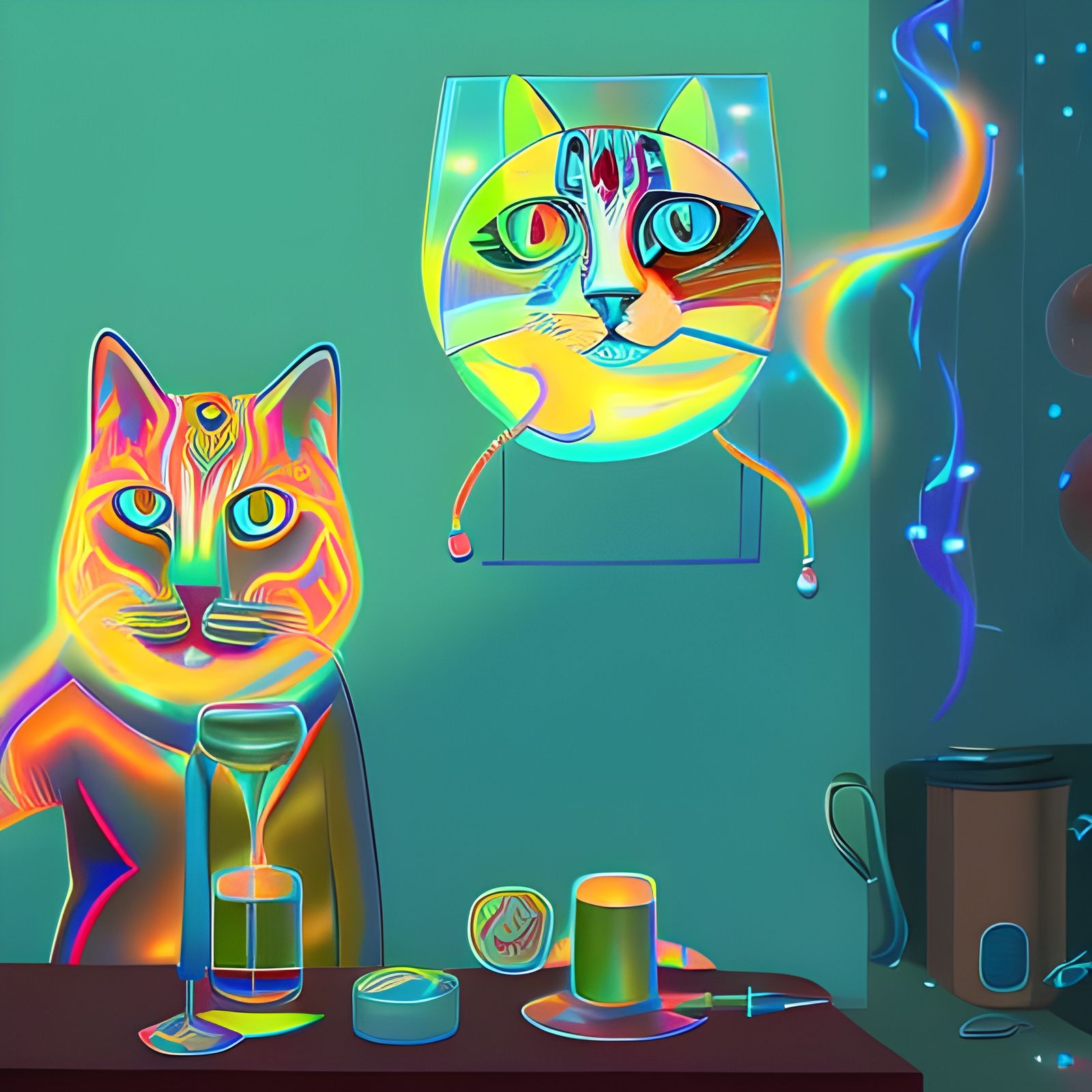 drinking with the cool cats - AI Generated Artwork - NightCafe Creator