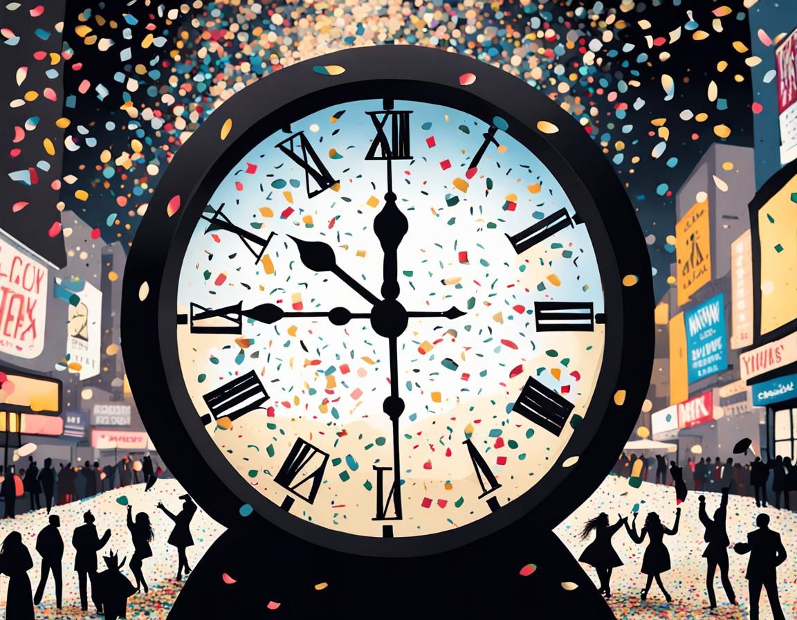 new years clock at 12 am ball dropping Time square new year kissing ...