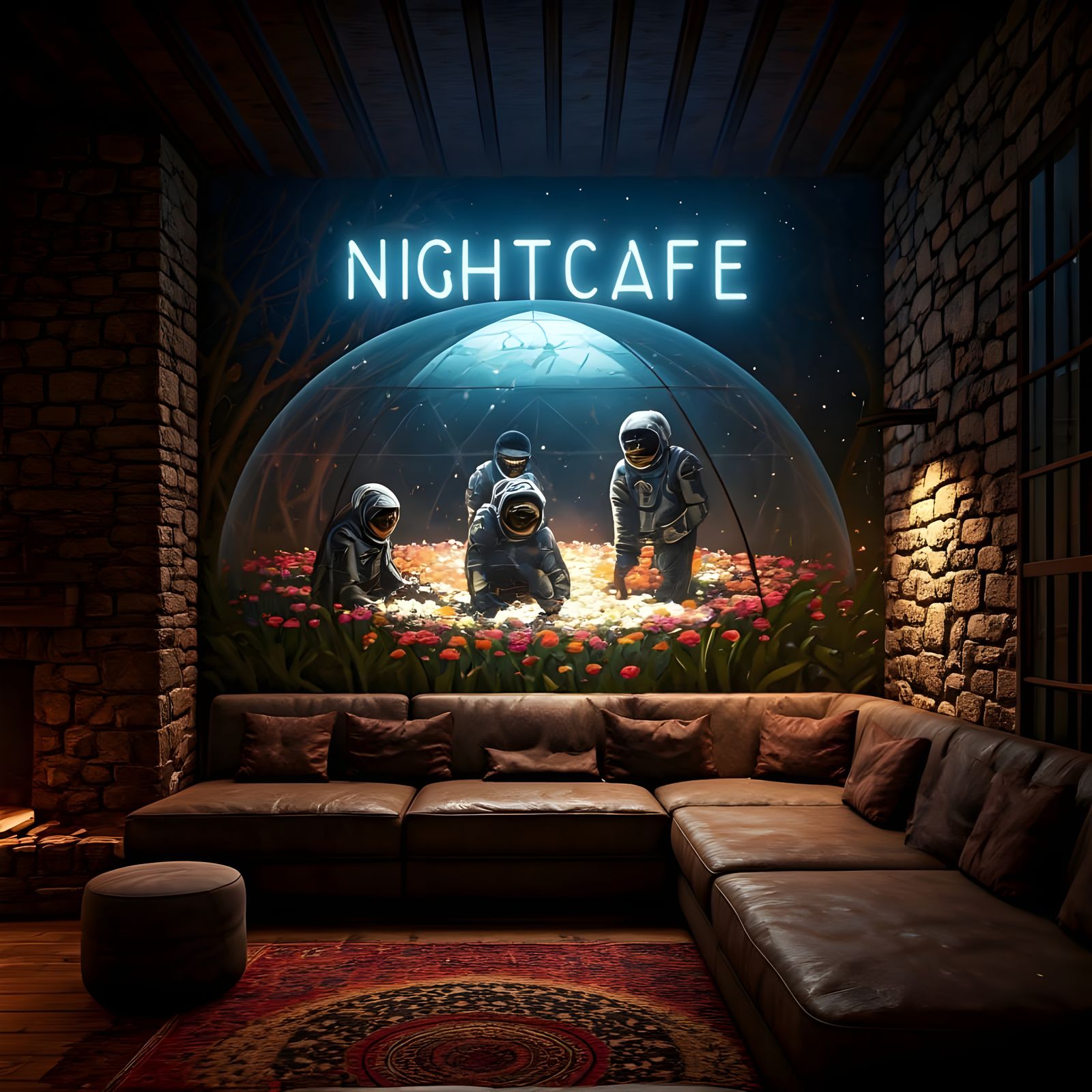 Nightcafe at Night - Moonlit Nightcafe: Artists Gather in Ha...