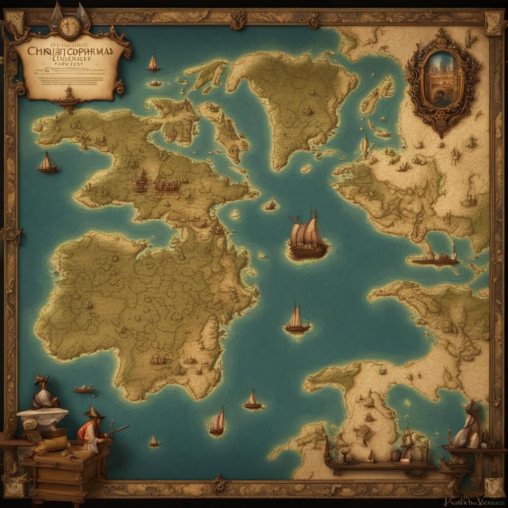 An old fashioned late medieval map of the New World during the time of ...