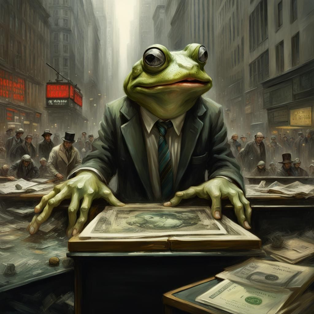 Human frog working at wallstreet - AI Generated Artwork - NightCafe Creator